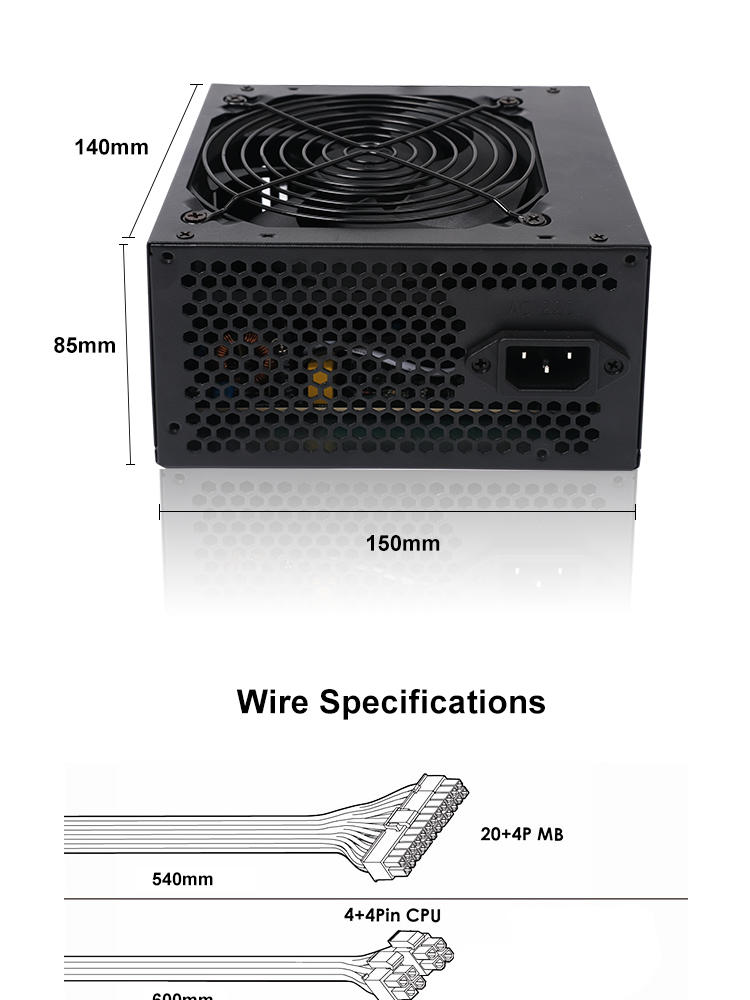 High Quality 500W APFC 80 PLUS Gaming PC ATX Computer Switching Power ...
