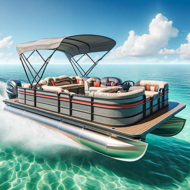 2024 NEW Fiberglass Custom Color 22ft Pontoon Boat Fully Assembled ...