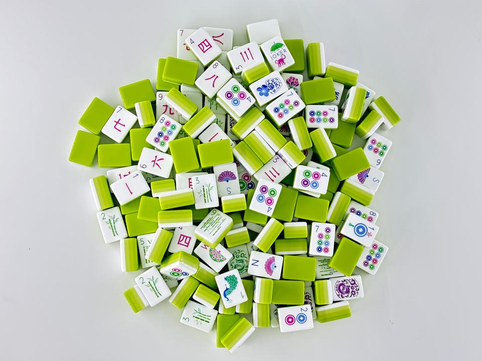 Boutique 160-Tile American Mahjong Set, 4-Layer Engraved Lime Green ...