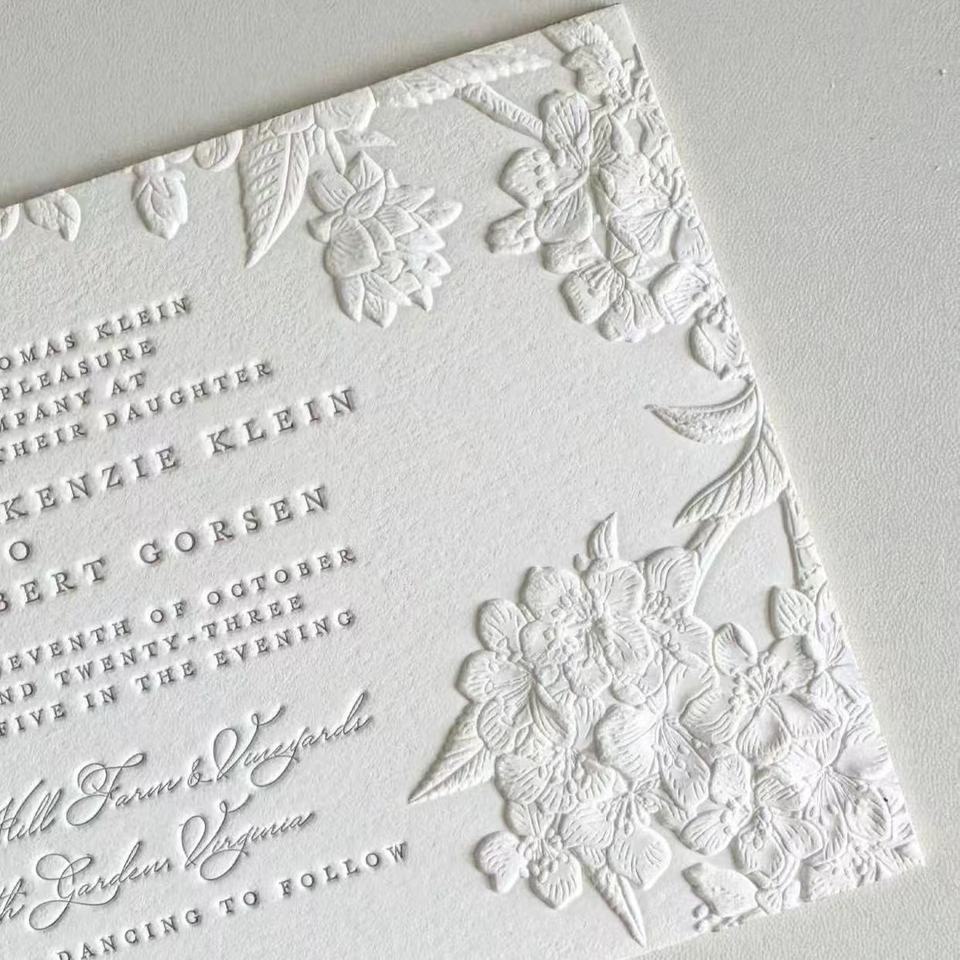 Custom 3D Embossed Luxury Wedding Invitation Cards Art Paper Hot ...