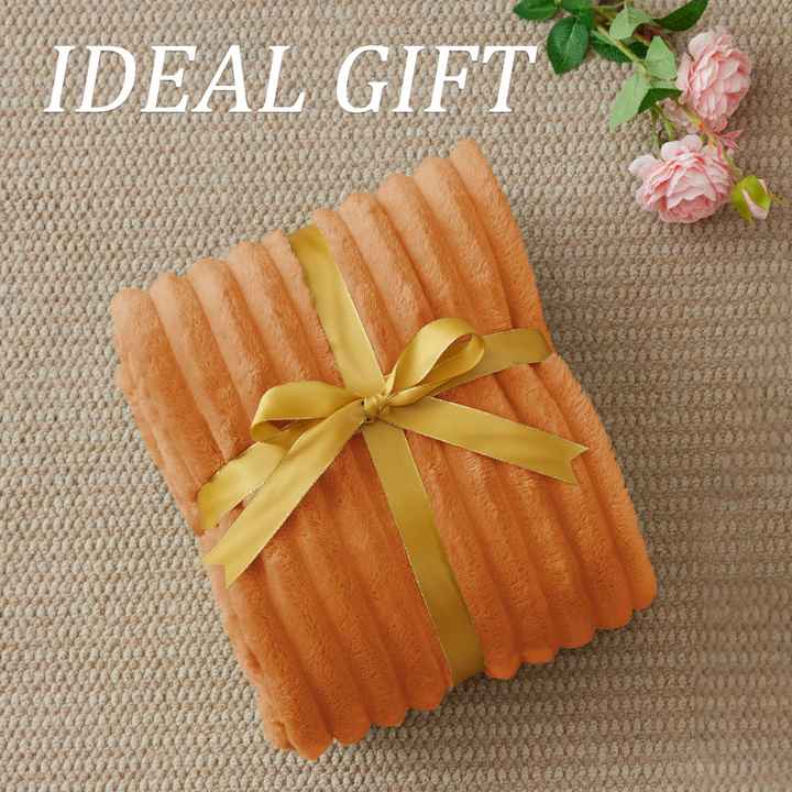Customized 100% Polyester Knitted Throw Blanket Striped Pattern Flannel ...