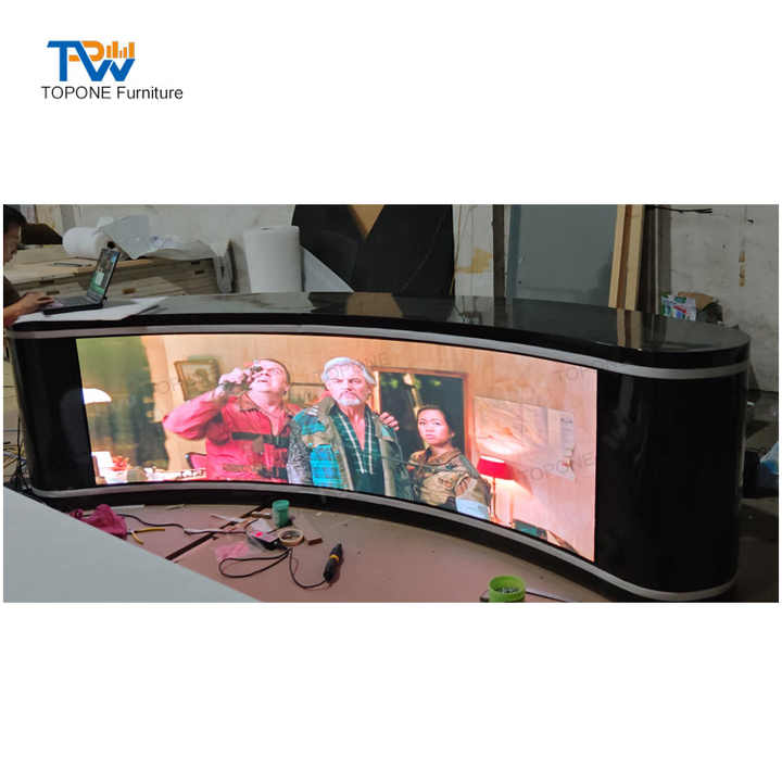 Curved Shape Led Screen Tv News Host Studio Desk Table Design| Alibaba.com