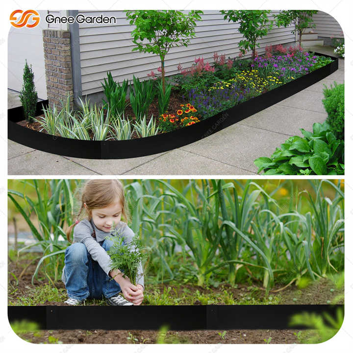 GNEE Black Galvanized Steel Flower Bed Edging Steel Landscaping Plants ...