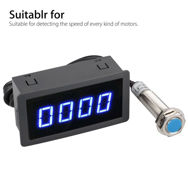 4 Blue LED Digital Tachometer RPM Speed Meter + Hall Proximity Switch ...