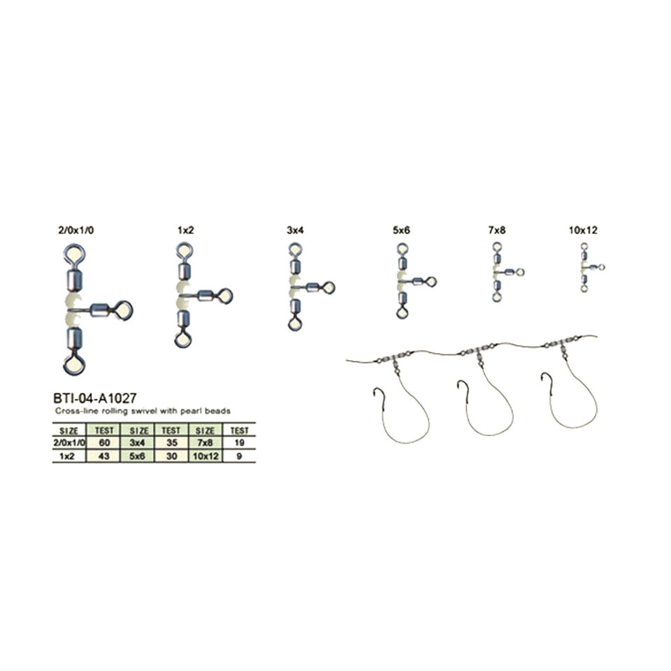 BTI-04-A1027 Cross-line Rolling Swivel with Pearl Beads Fishing Swivel ...