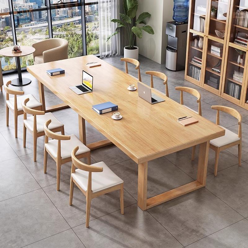 Solid Wood Commercial Conference Table Negotiation Computer Work Desk ...