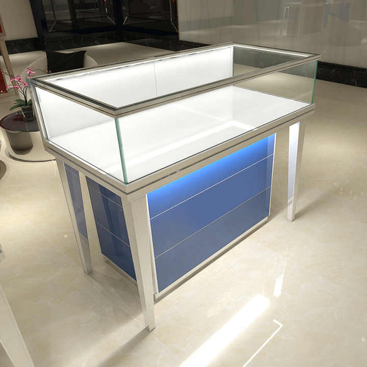 Jewelry Display Case - Free Standing Tempered Glass Showcase