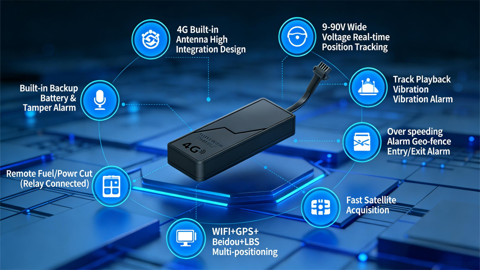 SY54 4G/2G GPS Tracker Built-in battery, equipped with multiple alarm ...