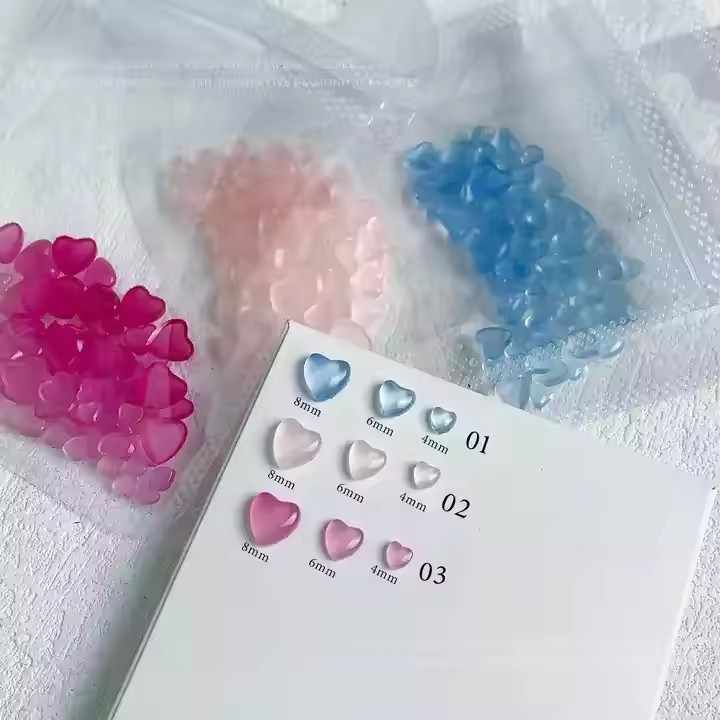 100pcs Mixed Size Love Sunlight Color-Changing Nail Art Charms Clear ...