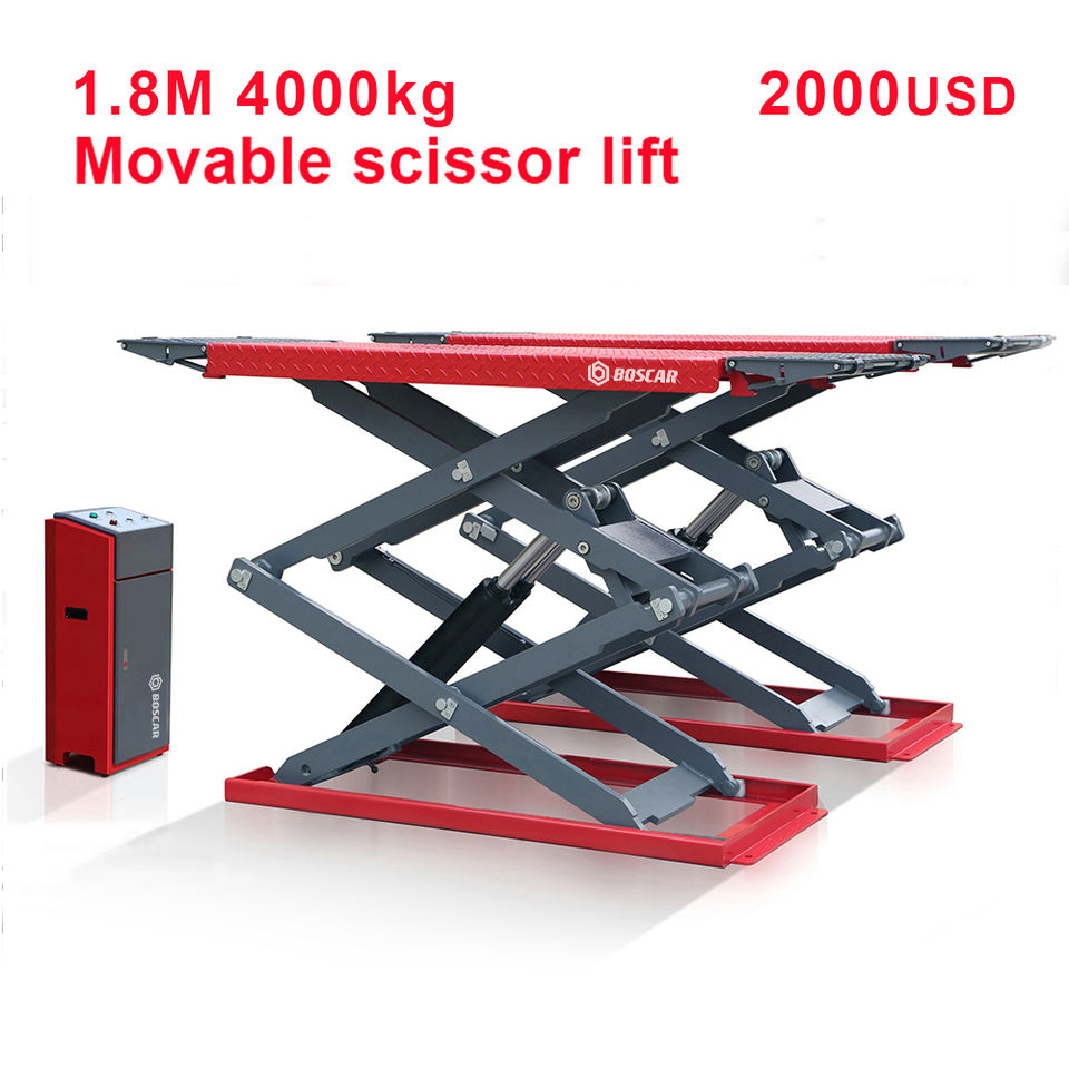 4000kg Hydraulic Mobile Scissor Car Lift - Movable Lifter