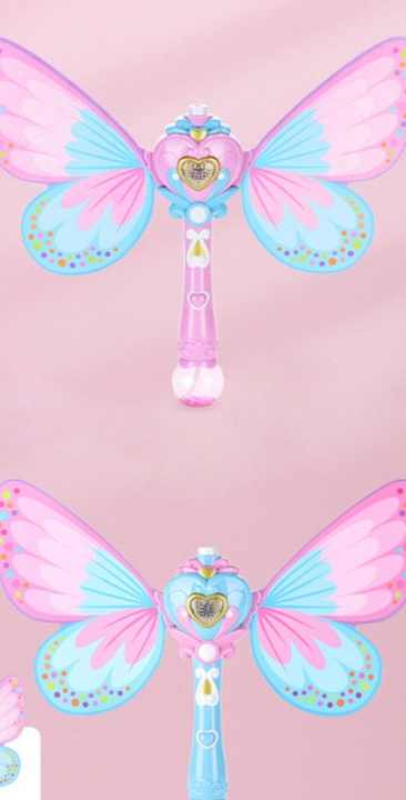 Colorful Girls Butterfly Bubble Wand Blower Outdoor Toy