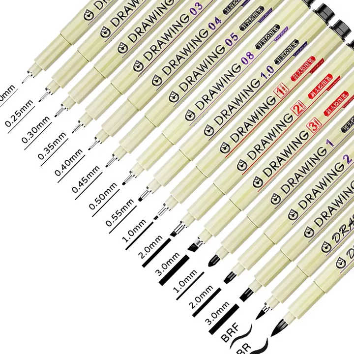 Drawing Pen 16-Piece Micro Fineliner Pens Set Ultra-Fine Needle Points ...