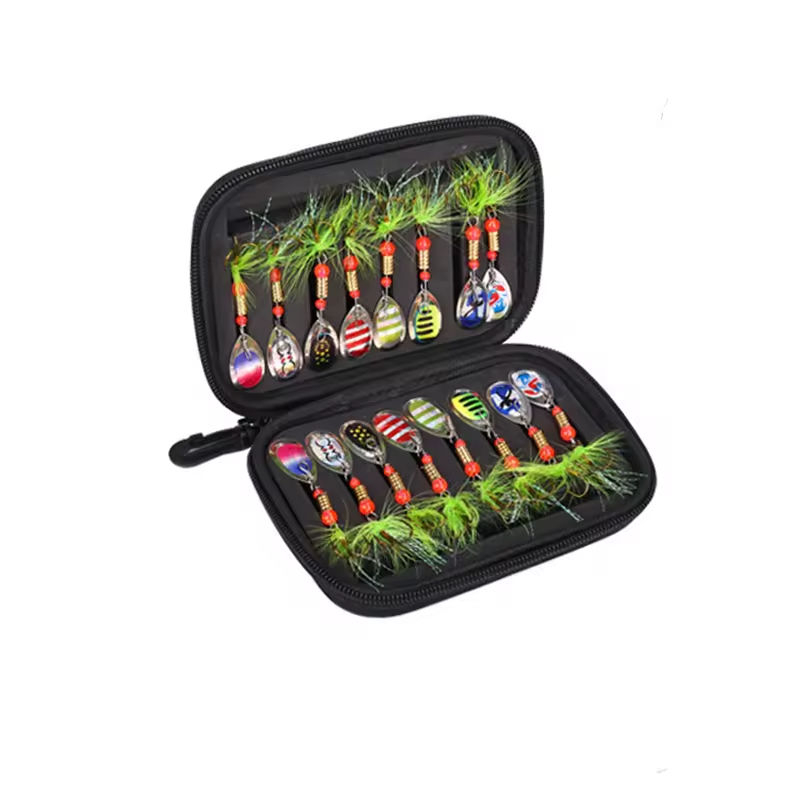 SKM 16-Piece Fishing Spinner Kit Metal Spoon Wobblers Combo for ...