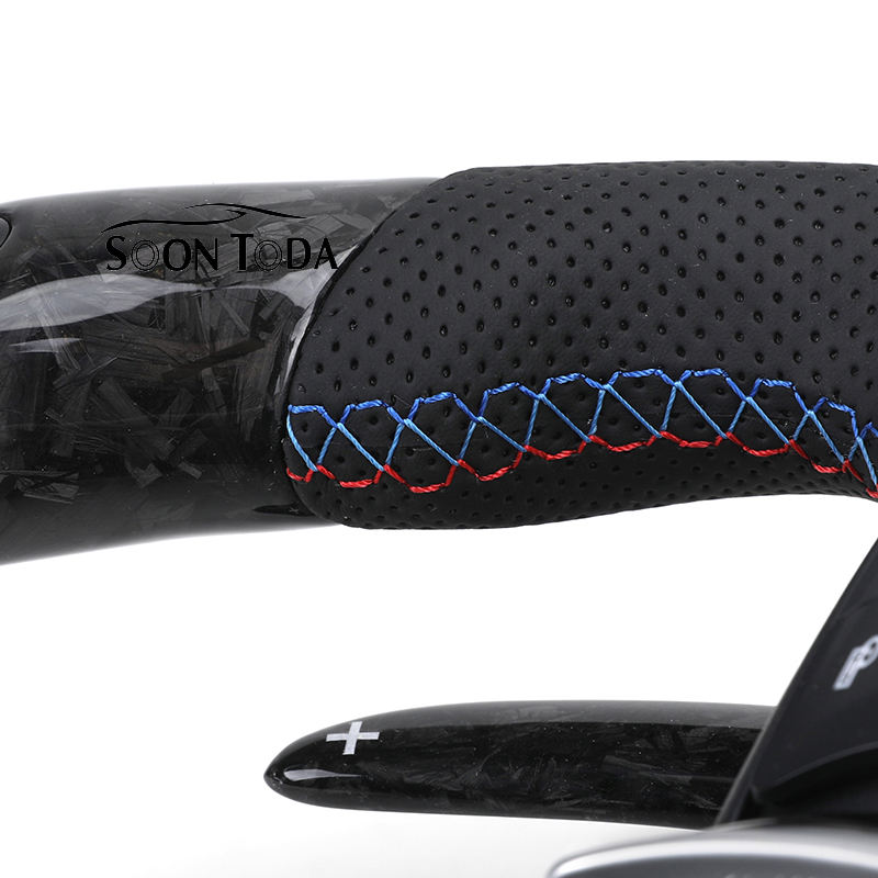 Custom Carbon Fiber Steering Wheel with LED Lights & Perforated Leather ...