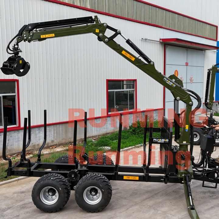 Tractor Forest Timber Log Wooden Crane Trailer with Crane Log Forwarder ...