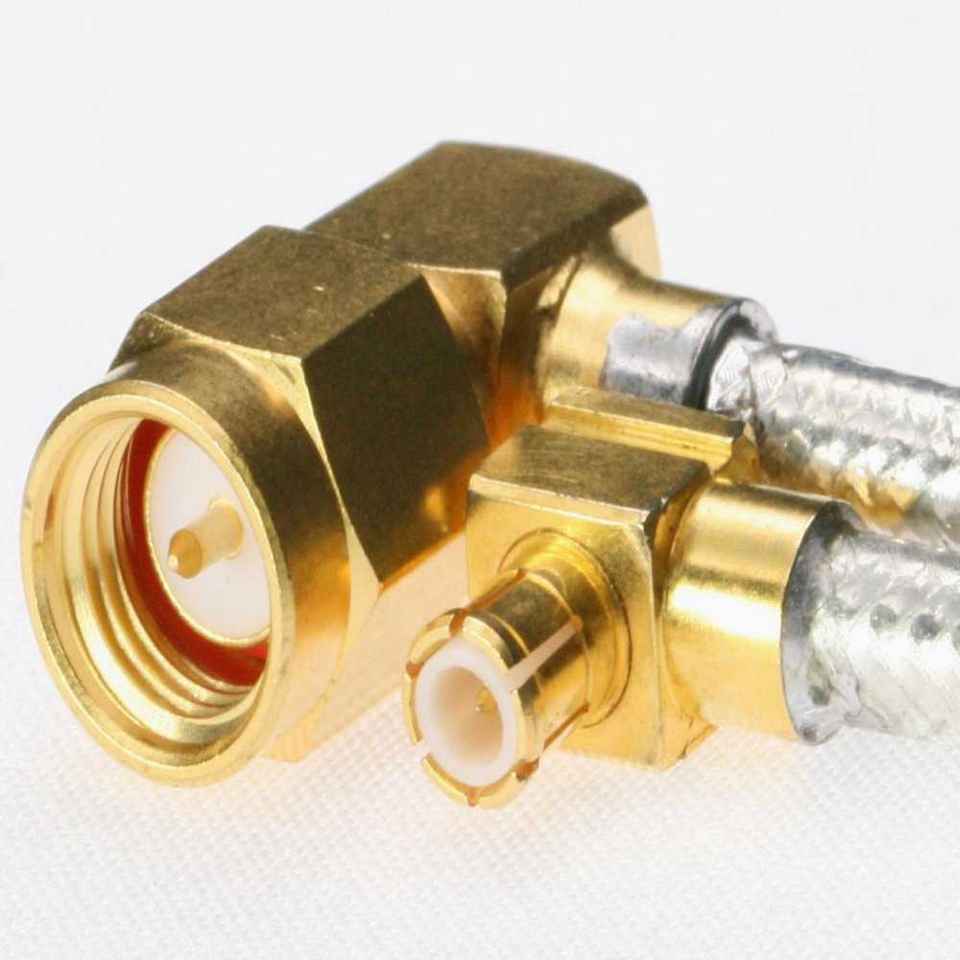A39D39-141S- SMA plug right angle to MCX plug right angle using .141 ...