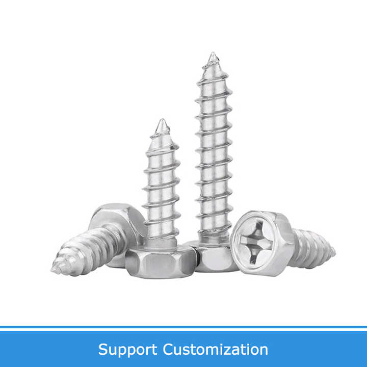 M3 M4 M5 M6 M8 304 Stainless Steel Trimmed Outer External Hexagon Phillips Cross Recessed Self ...