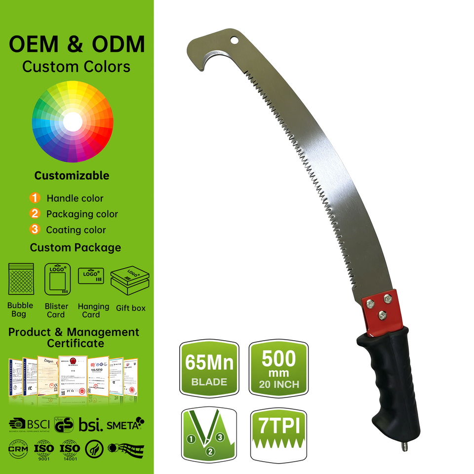 20 Inch High Carbon Steel Curved Pruning Saw 7TPI Sharp Hook Tip Non ...