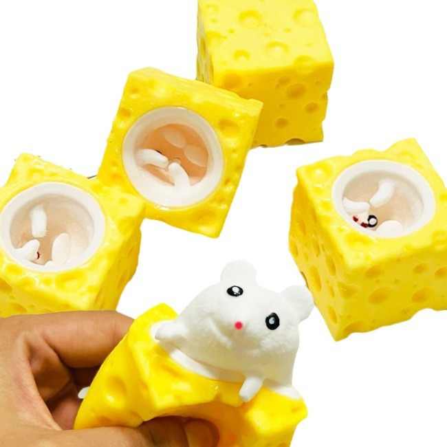 Pop up Squishy Cheese Mouse Stress Relief Fidget Toys Squeeze Cup Toy ...