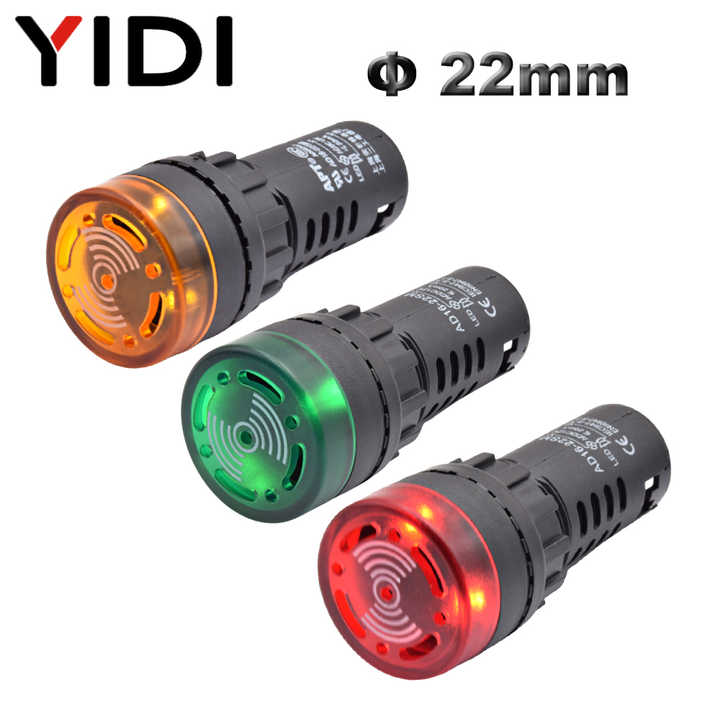 AD16-22SM 22mm Electrical Plastic Warning LED Red Green Flasher Indicator Light Alarm Sirens ...
