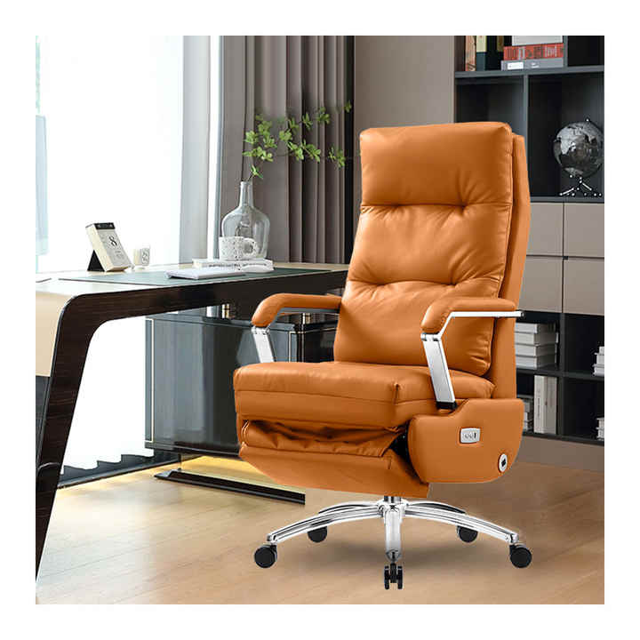 Luxury Genuine Leather Reclining Swivel Office Chair Executive Boss ...