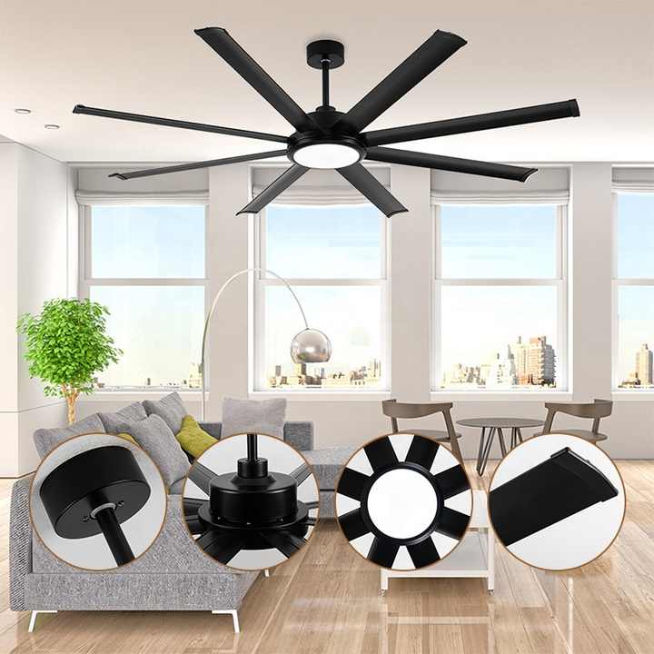 Large Area Mega 100inch Aluminium Ceiling Fans Black Large 8 Blade Long ...