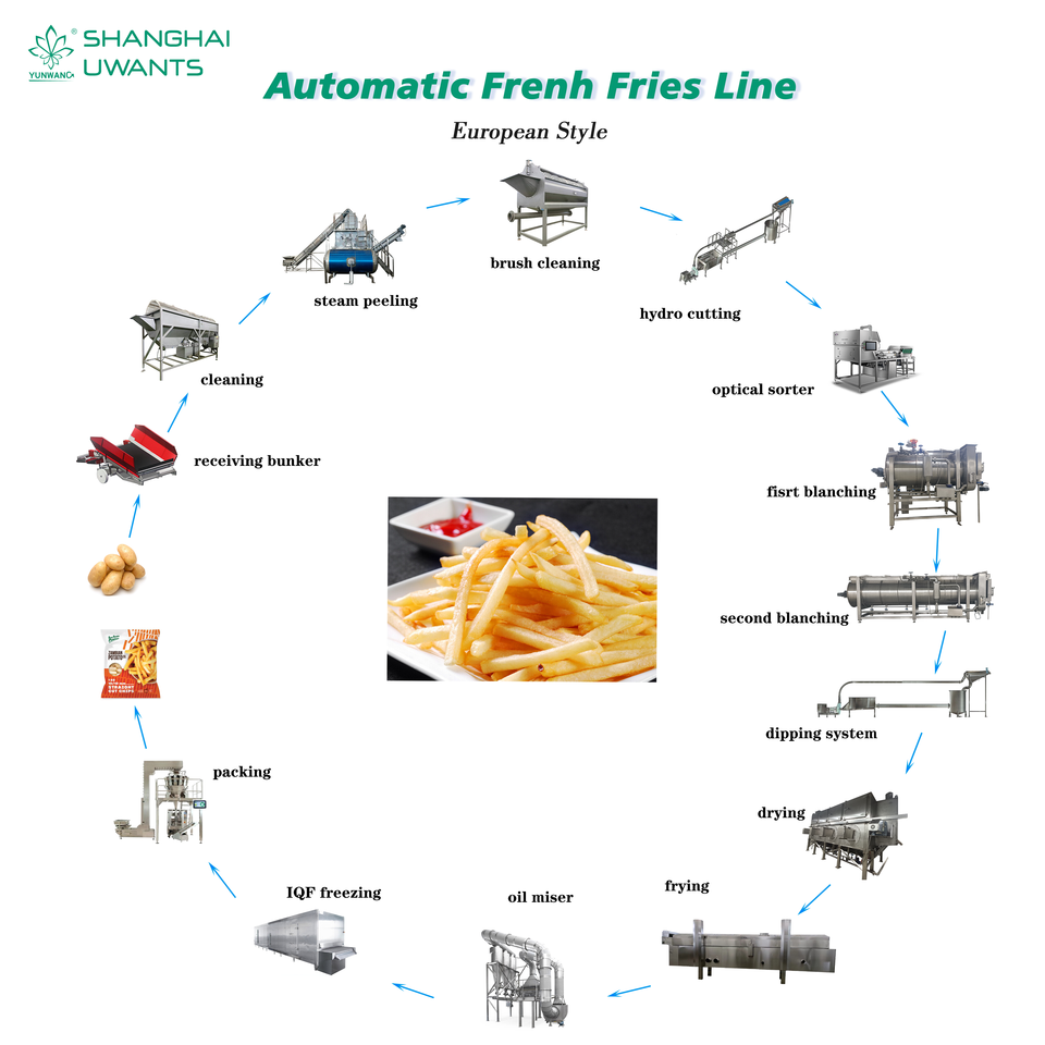 10000kg/h Large Scale Belgium French Fries Machine Continuous Operation ...
