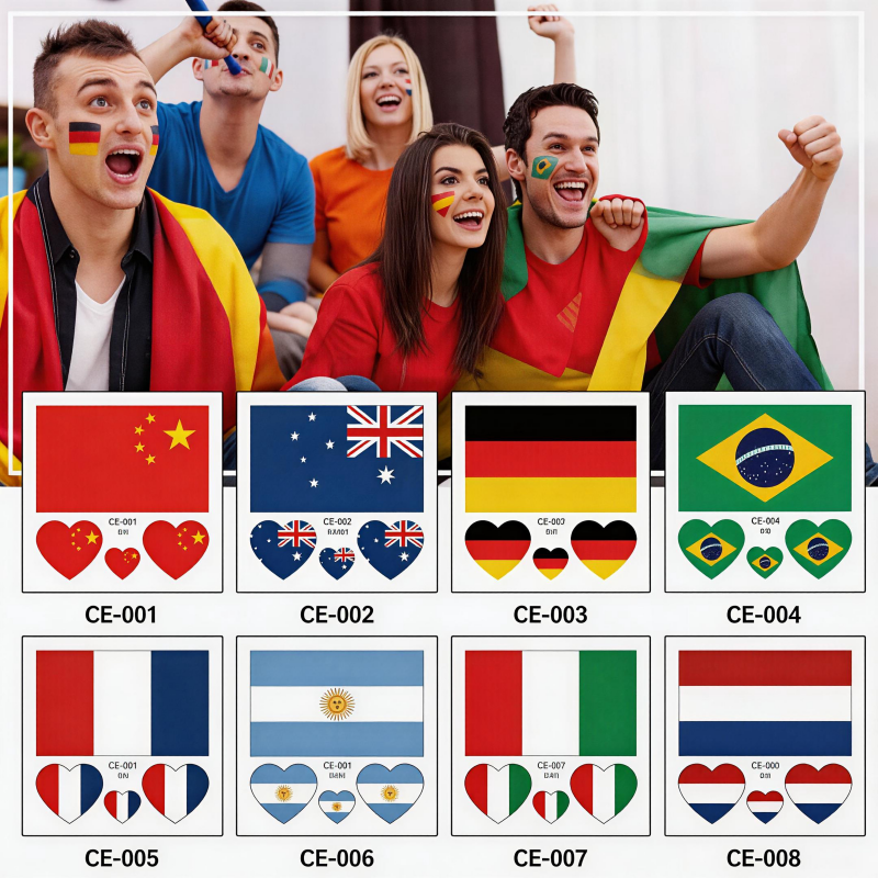 Soccer Football Temporary Tattoos Country Flag Face Stickers ...