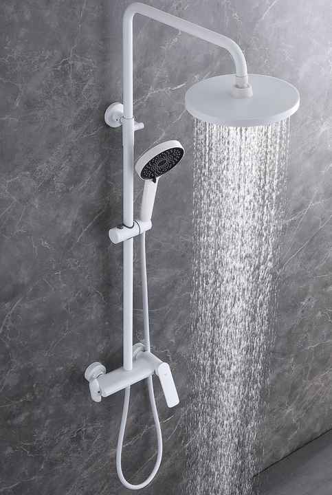 New Design of Brass Shower Set 3 Ways High End White Wall Mounted Brass ...