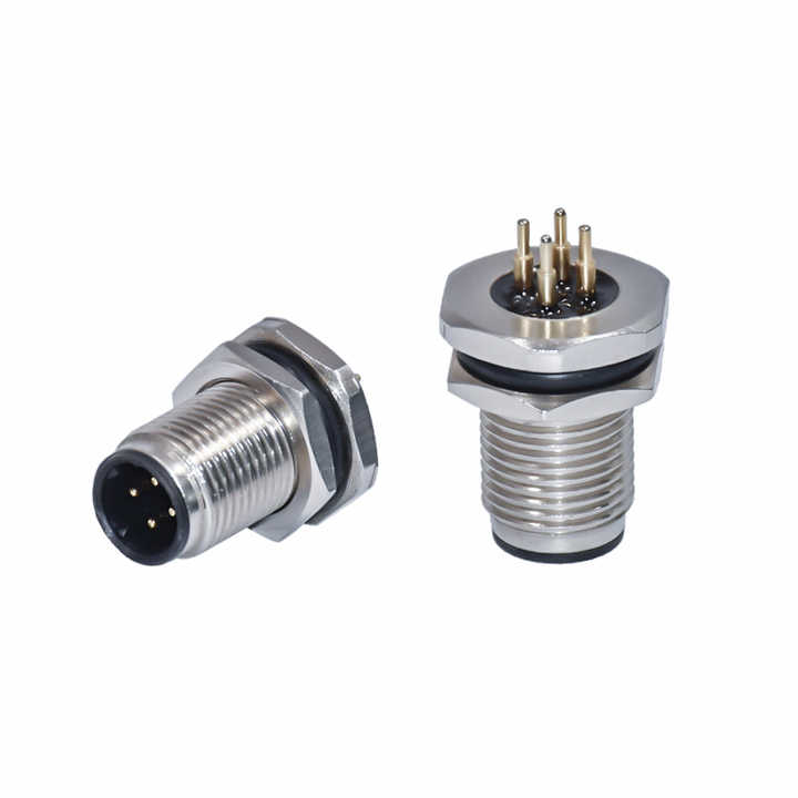 M12 D Code Profinet 4P Feedthrough Connector 4 Pin Male to Female Panel ...