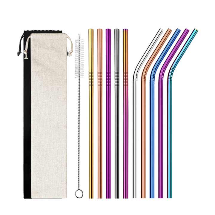 Factory Modern Reusable 304 Stainless Steel Colorful Metal Straws Bar ...