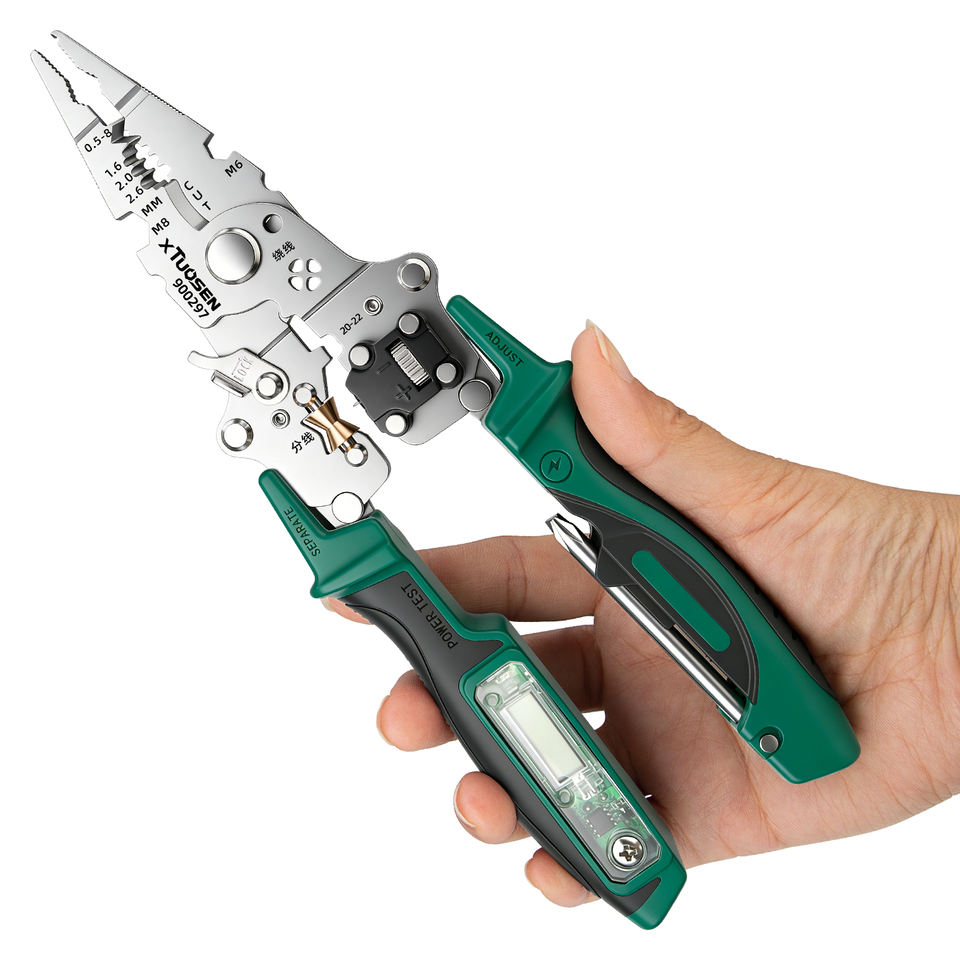 8-in-1 Multifunctional Wire Stripper Pliers with Voltage Tester ...
