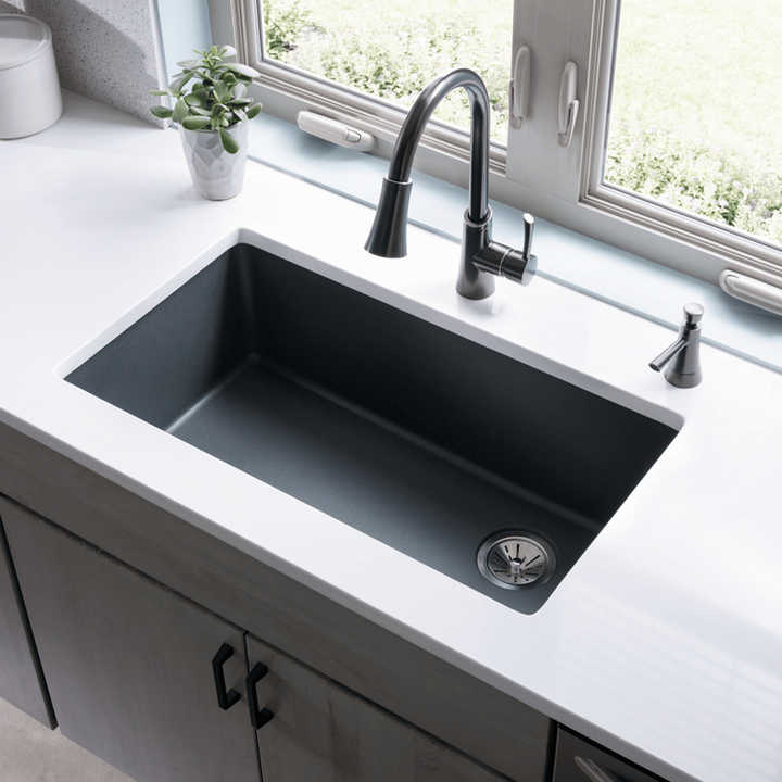 Anti-scratch Modern Rectangular Undermount Quartz Composite Granite ...