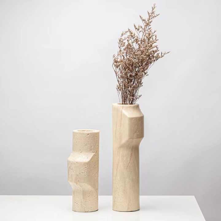 Large Antique Garden Natural Travertine Marble Stone Flower Vase Home ...