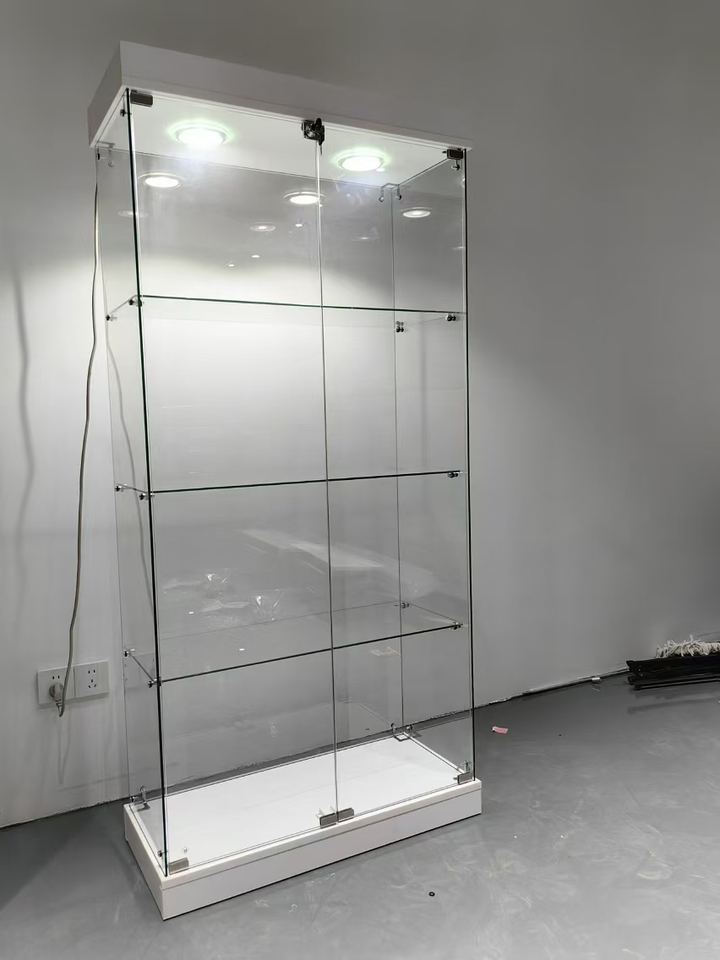 Custom White LED Light Glass Display Showcase for Shopping