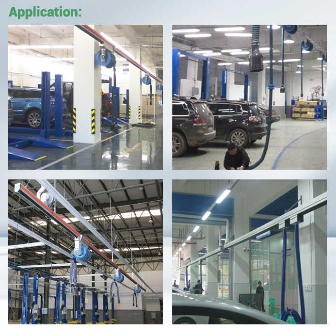 Vehicle Equipment Retractable Exhaust Hose Reel Drop Rail Channel ...