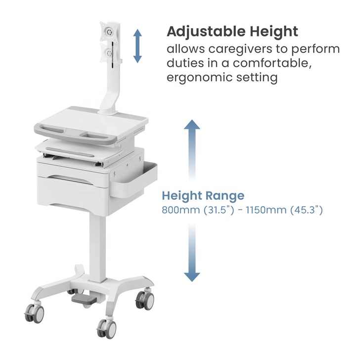 LUMI Medical Cart - Mobile, Height Adjustable & VESA Compatible