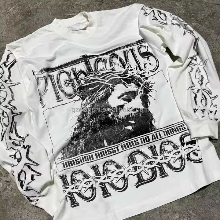 Custom DTG Screen Printing T-Shirt Graphic Cotton Thermal Long Sleeved ...