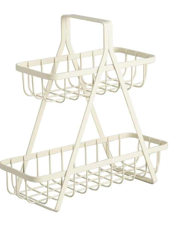Double-layer Portable Iron Storage Basket Rack for Kitchen