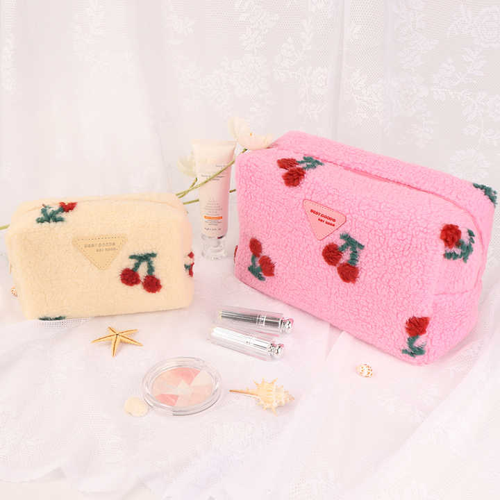 Cute Soft Terry Cloth Pouch Bag with Custom Logo & Teddy Fabric
