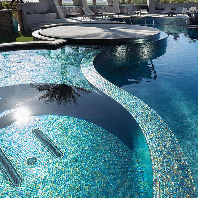 Hot Melt Blue Iridescent Pool Tiles - Durable & Stylish