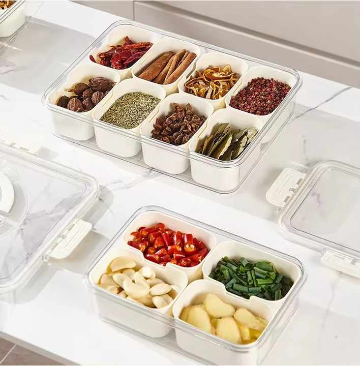 Portable Stackable Plastic 8 Grid Clear Snack Box Container Snackle ...