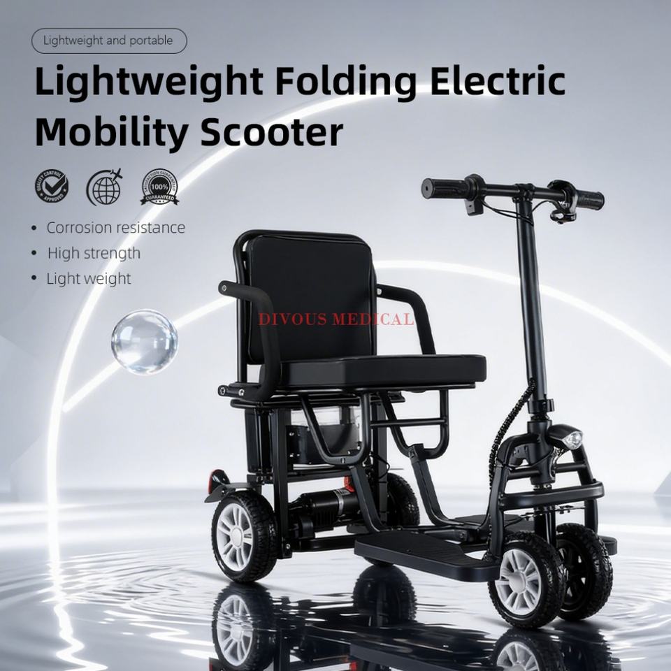 Folding 4 Wheel Electric Mobility Scooter High Speed Compact Travel ...
