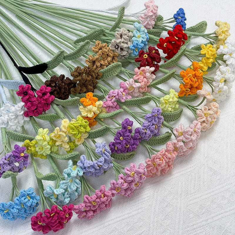 Forget-Me-Not Wool Yarn Hand-Knitted Bouquet Flowers Crochet Artificial ...