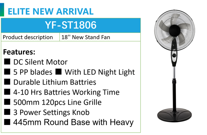 AILYONS 18 Inches Floor Standing Battery Electric Charger Fan ...