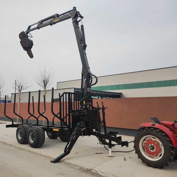 CE Product Forestry Machinery Forest Timber Log Trailer with Crane ...