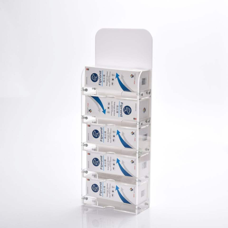 Customizable Plexiglass Trapezoidal Drug Display Shelves & Racks ODM