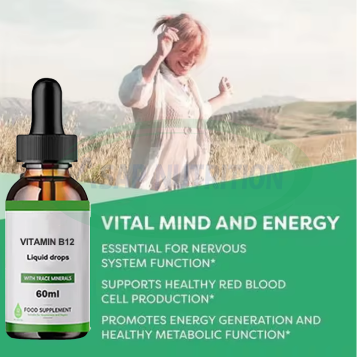 Vegan Vitamin B12 & B9 Energy Booster - 5000 Mcg Liquid Drops