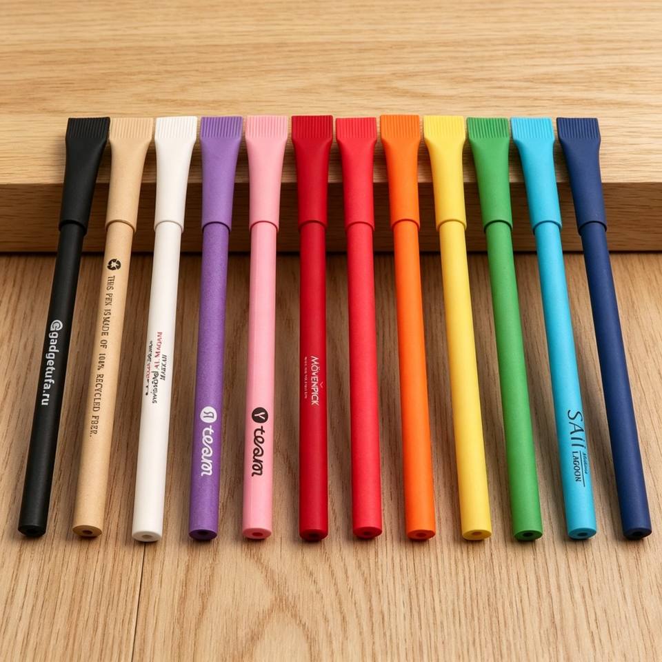 Eco-Friendly Kraft Paper Natural Paper Tube Ballpoint Pens Premium Gel ...