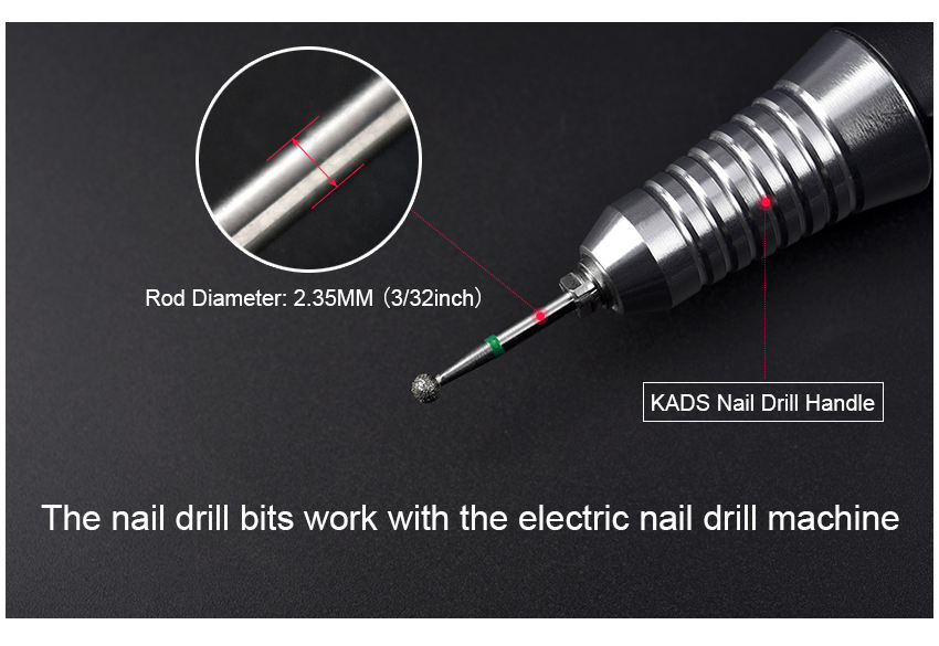 Tungsten Steel Ball Shape Diamond Nail Drill Bit All Size 3/32" Cuticle ...